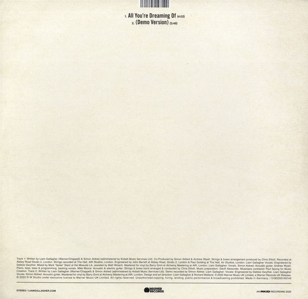 Liam Gallagher: All You're Dreaming Of (Limited Edition) (White Vinyl) (Single 12") – WOM